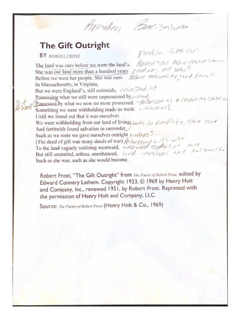 The Gift Outright | PDF
