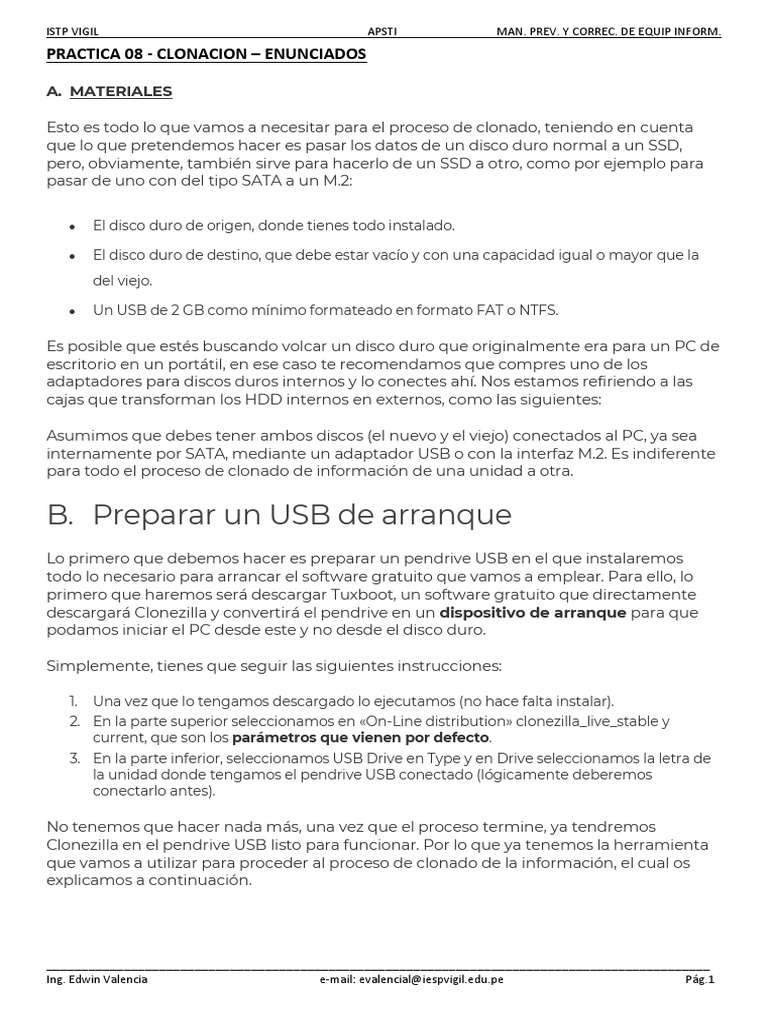 Practica 08 - Clonacion - Enunciados | PDF | Disco duro | Memoria USB
