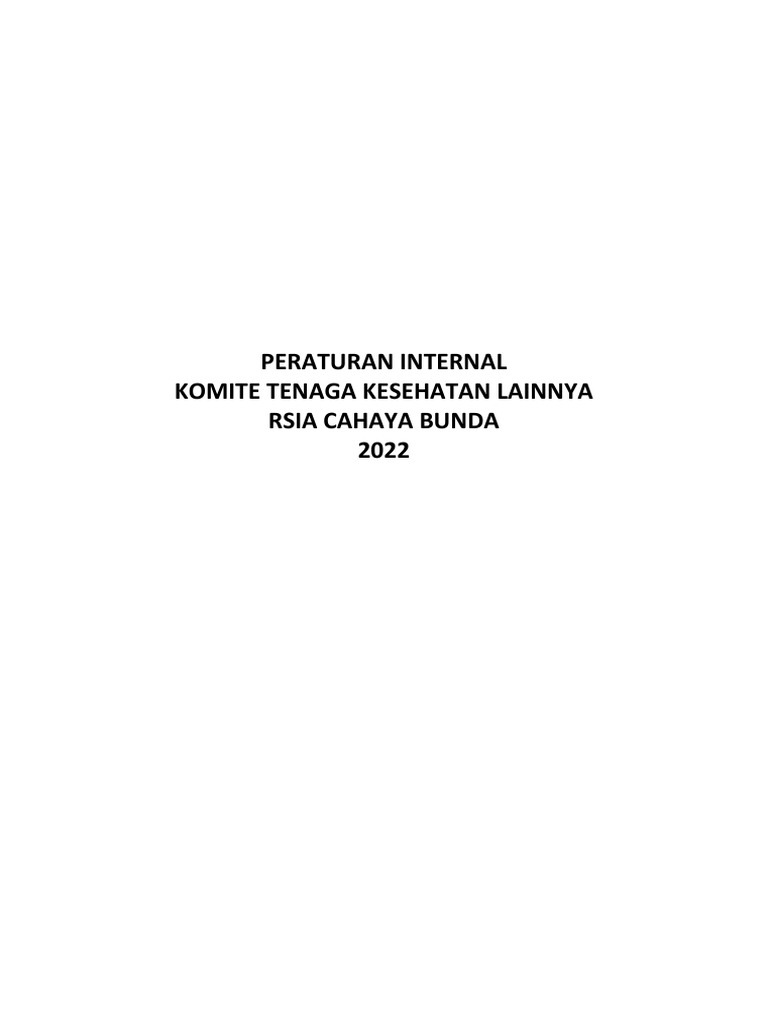 RSCB Peraturan Internal Tenaga Kesehatan Lainnya | PDF