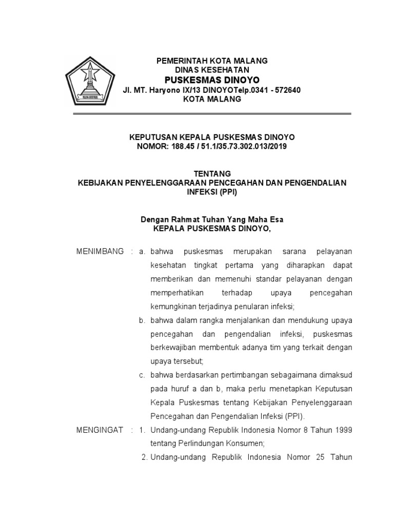 Contoh - SK Kebijakan PPI 2 | PDF | Sains & Matematika