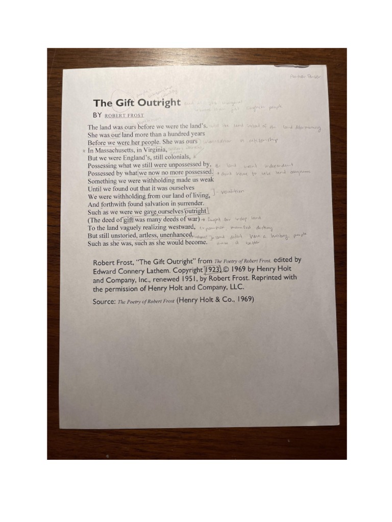 The Gift Outright | PDF