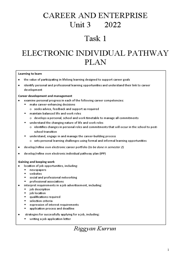 Unit 3 Task 1 Electronic Ipp 2022 | PDF | Goal | Teachers
