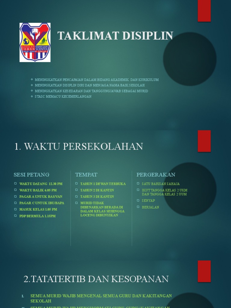 Taklimat Disiplin Sekolah Rendah | PDF