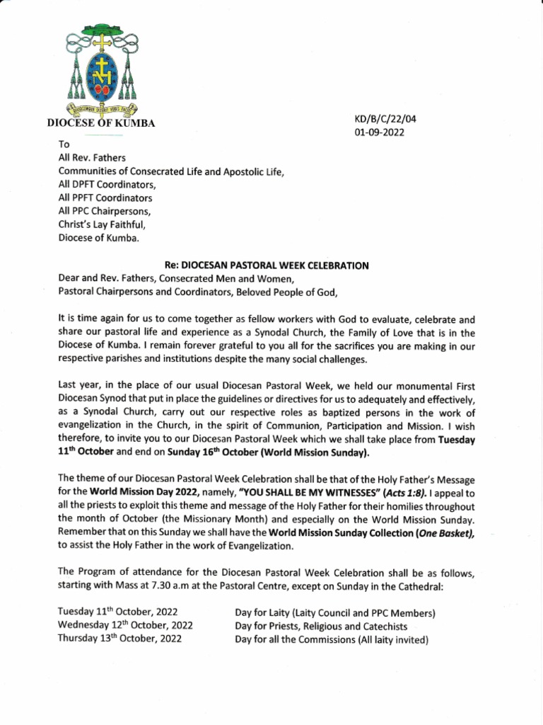 Pastoral Letter | PDF | Diocese | Laity