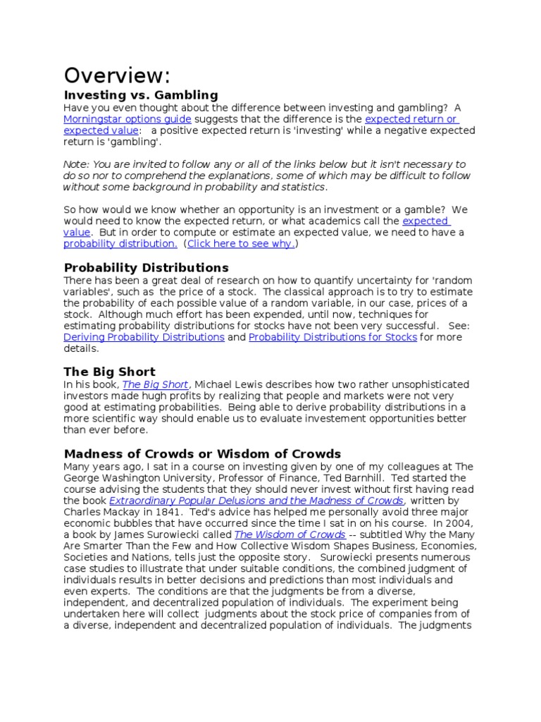 Investing vs. Gambling: Key Differences | PDF | Investing | Economies