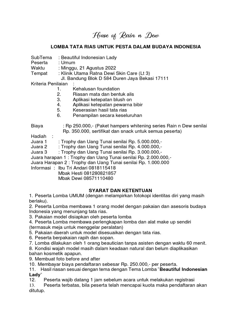 Lomba Tata Rias Untuk Pesta Dalam Budaya Indonesia | PDF