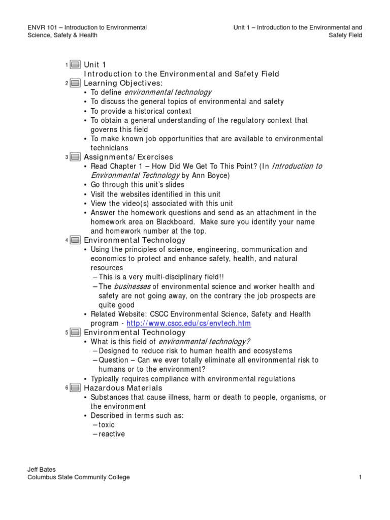 01 Introduction To The Environmental and Safety Field Notes | PDF ...