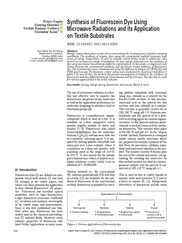 Synthesis of Fluorescein Dye Using | PDF | Dyeing | Dye