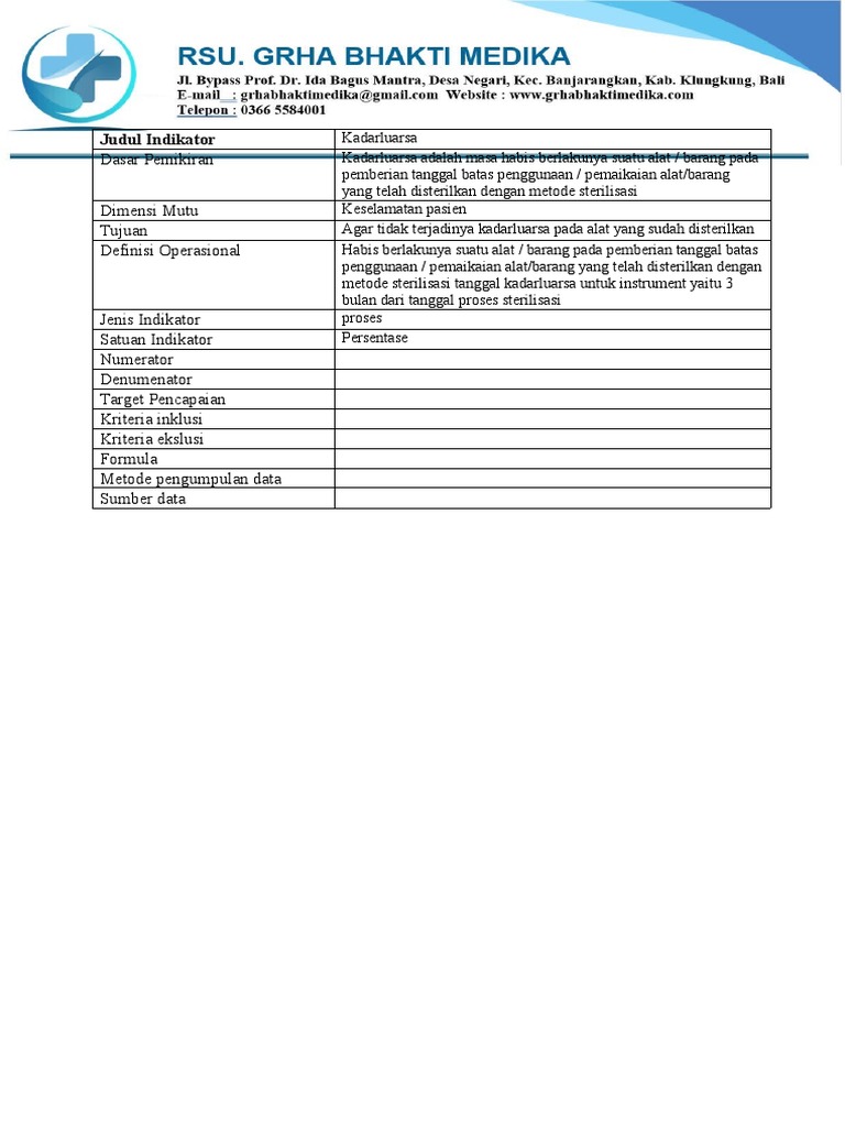Indikator Mutu Unit CSSD | PDF