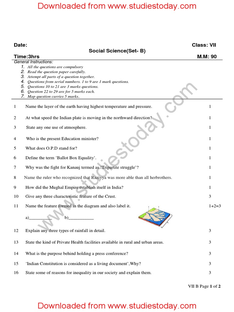 Very Good-2 CBSE Class 7 Social Science Sample Paper Set F | PDF | Rock ...