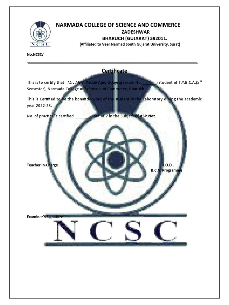 Practical Certificate | PDF