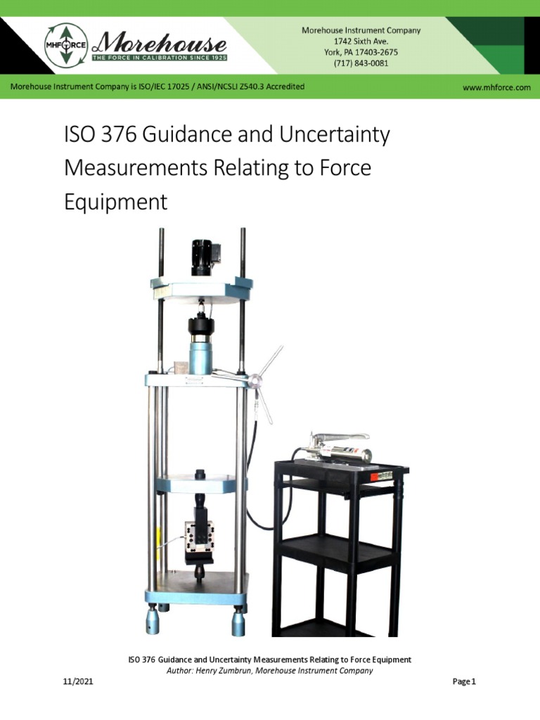 ISO 376 Guidance and Uncertainty Measurements Relating To Force Equipment | Download Free PDF ...