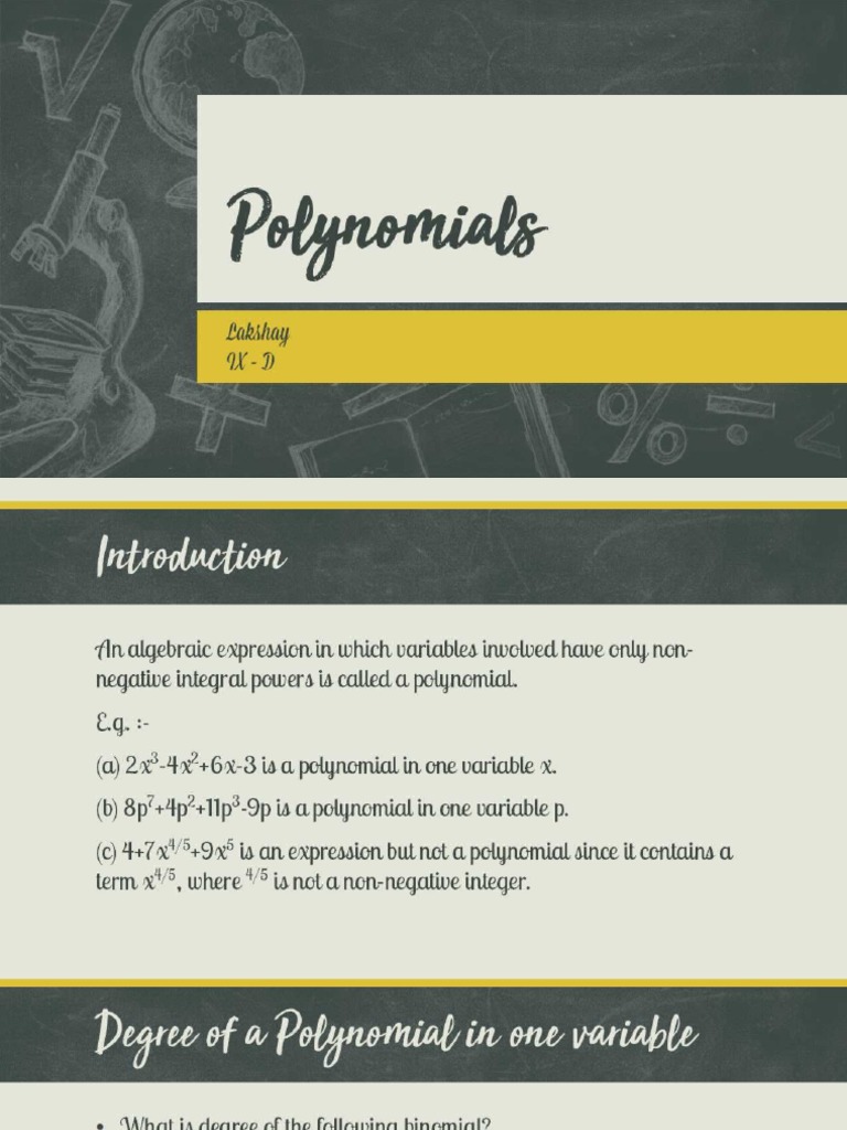 Polynomials - Maths Presentation | PDF