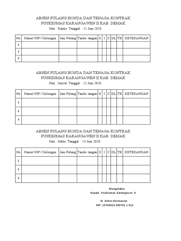 Absen Datang &pulang | PDF