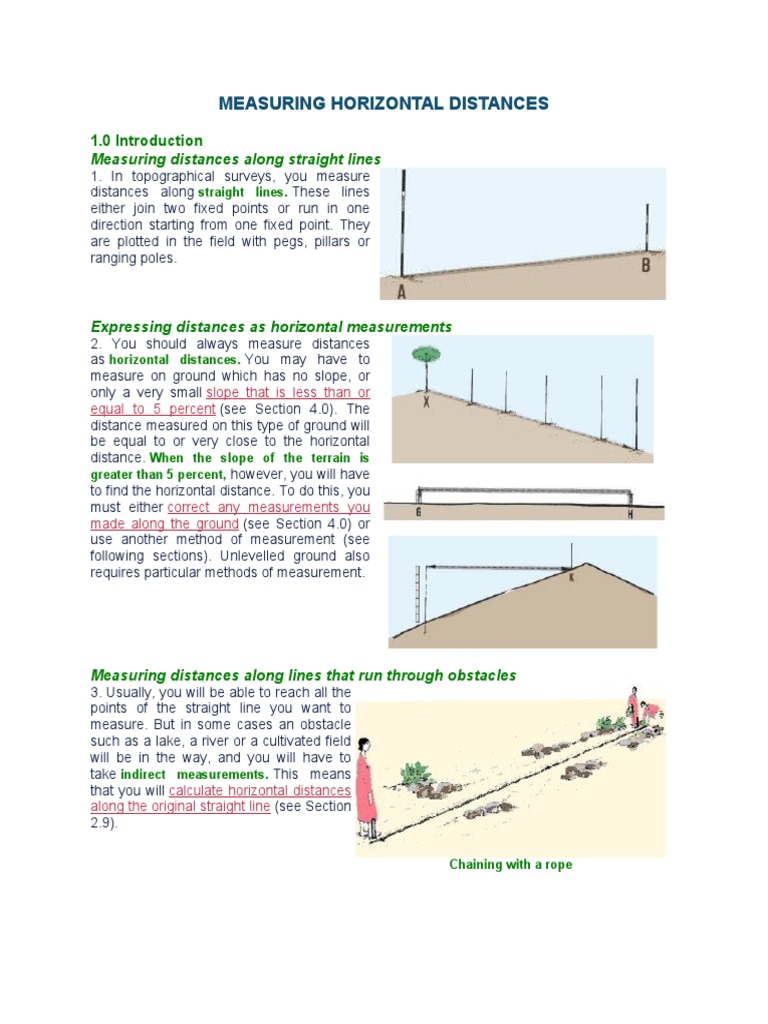 Horizontal Distance Measurement Techniques | PDF | Surveying | Length