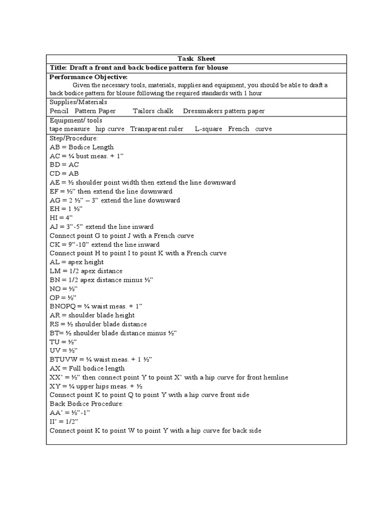 Activity Sheet Grade 9 | PDF | Seam (Sewing) | Blouse