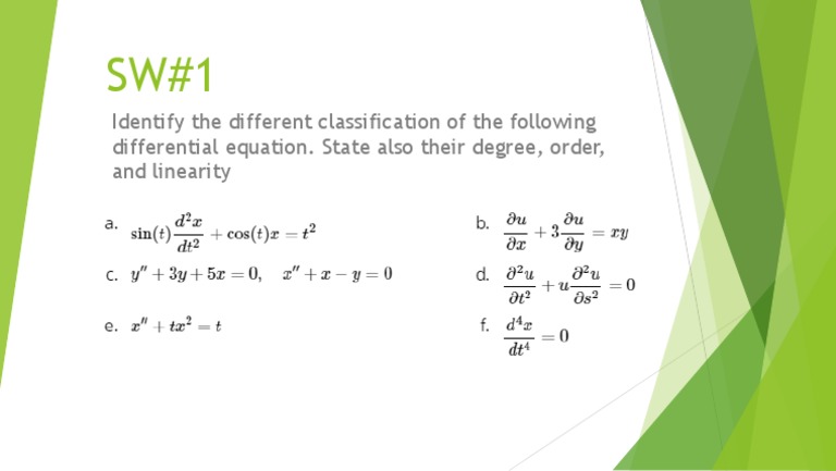 Module 1 - Seatwork (Introduction, Definitions, Examples of Differential Equations) | PDF