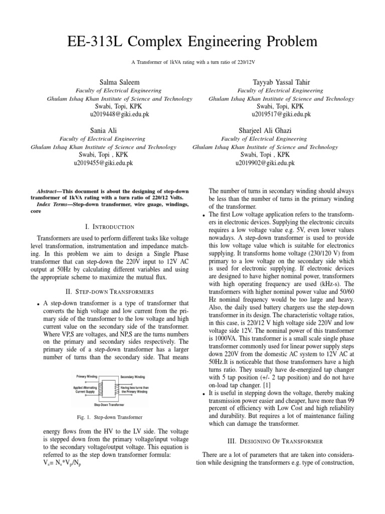 Complex Engineering Problem | PDF | Transformer | Inductor