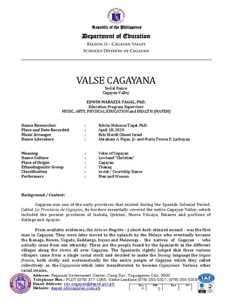 Valse Cagayana: A Cagayan Dance Guide | PDF | Philippines