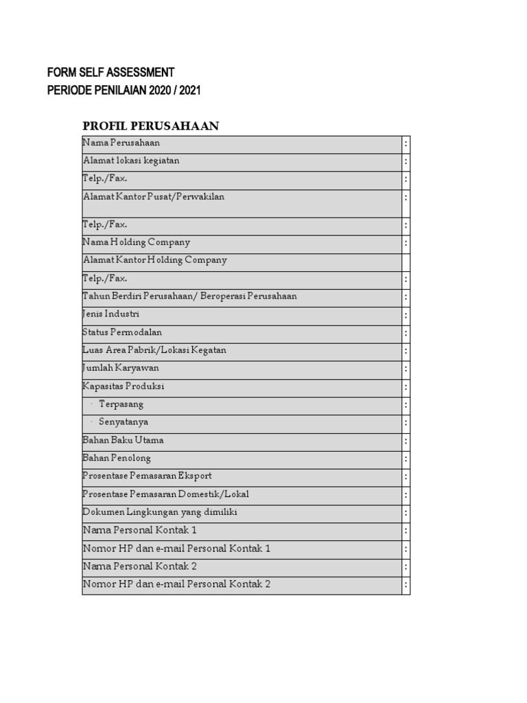 Self Assessment PT. CBSS 2020/2021 | PDF | Bisnis