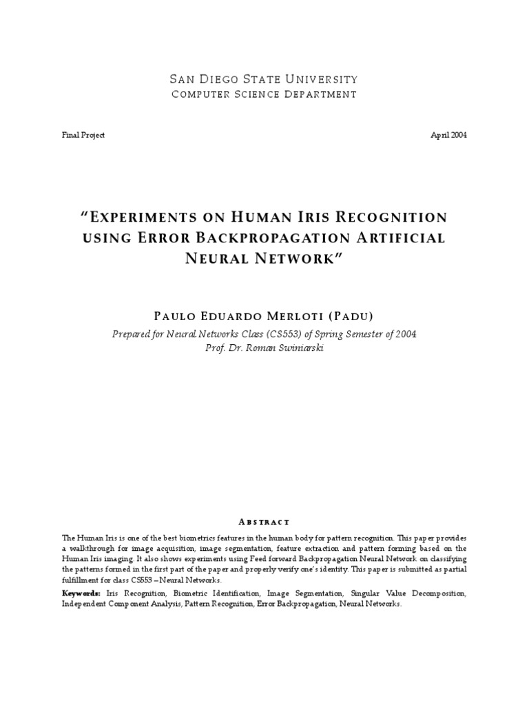 Iris Recognition | PDF | Science & Mathematics | Computers