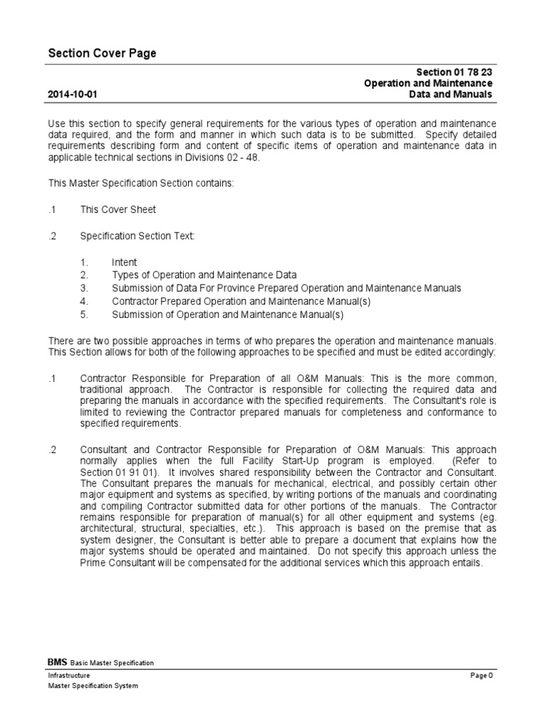 Site Operation and Mantenance Manual v.01 | PDF | Specification ...