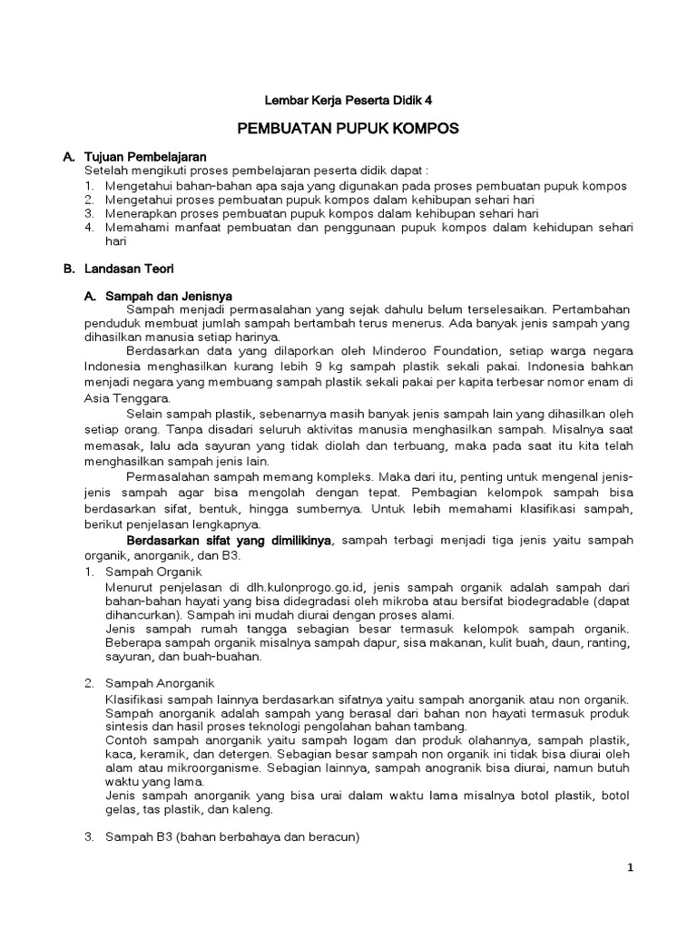 LKPD 4 Pembuatan Pupuk Kompos Oke | PDF