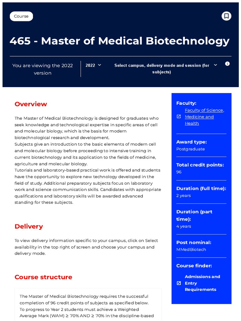UOW Course Handbook 2022 - Course 465 | PDF | Master's Degree | Learning