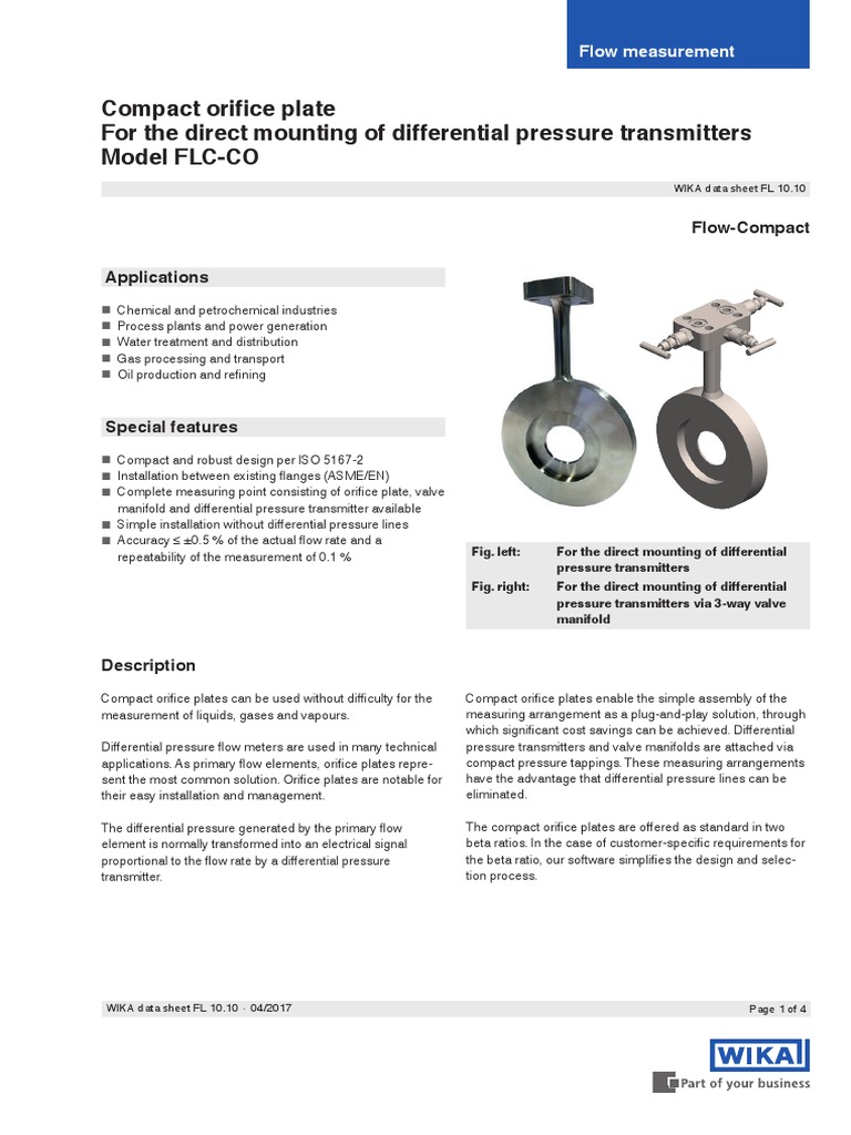 Ds fl1010 en Co | PDF | Flow Measurement | Pressure Measurement