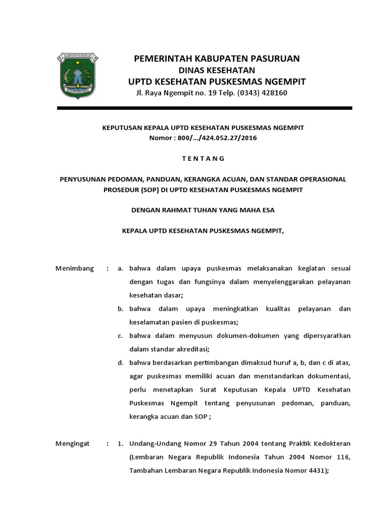 2.3.11 Ep5 SK Penyusunan Pedoman, Panduan, Ka Dan Sop | PDF