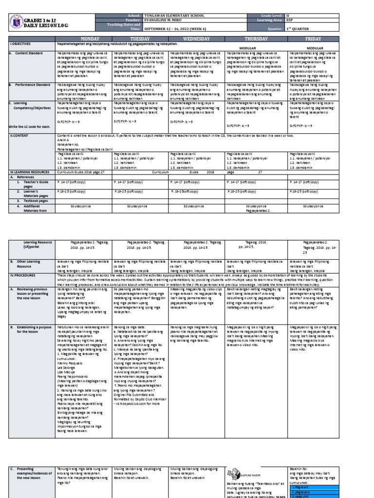 DLL - Esp 2 - Q1 - W4 | PDF