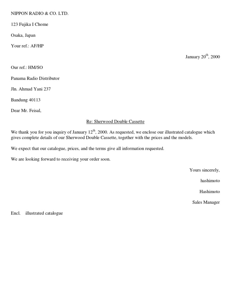 Semi-Block Style Business Letter Example | PDF