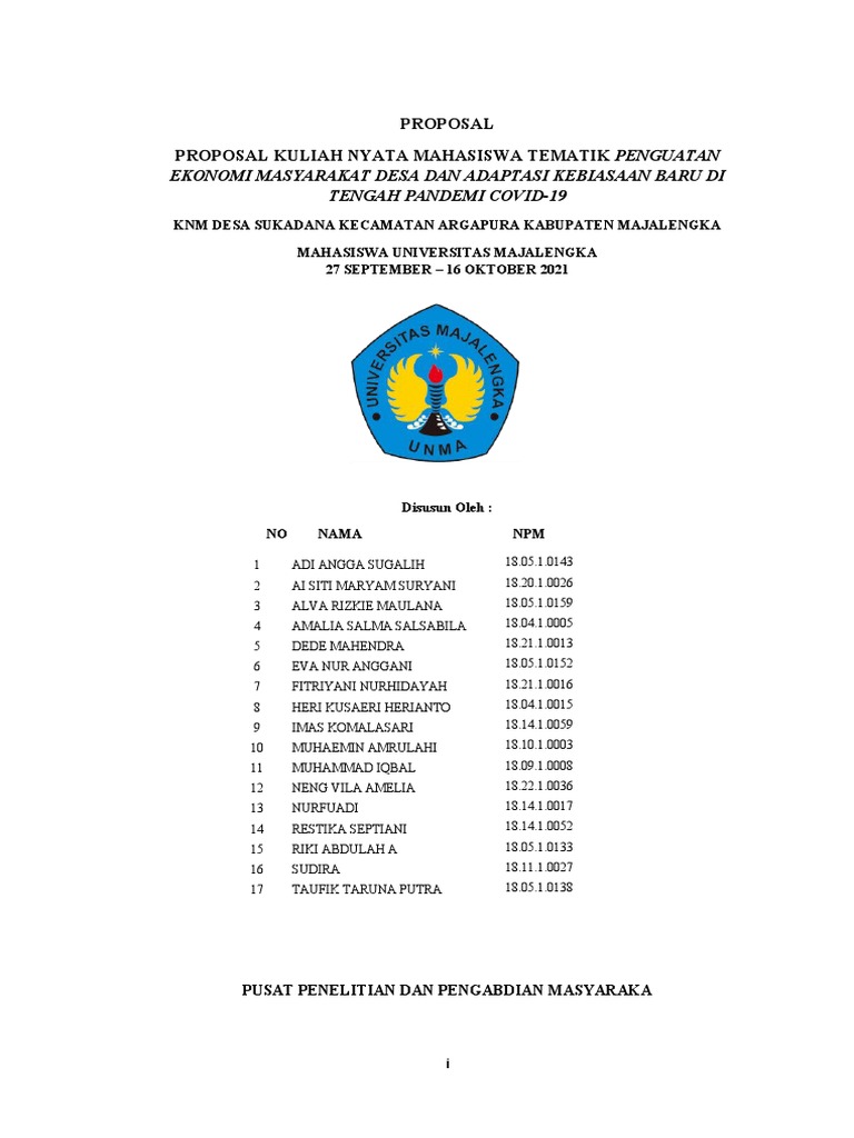 Proposal KNM Sukadana | PDF