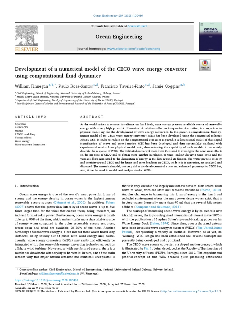 Development of A Numerical Model of The CECO Wave Energy Con - 2021 ...