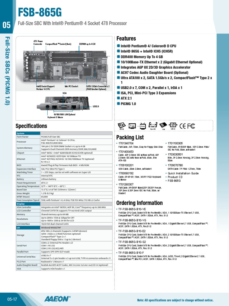 FSB 865G | PDF | Usb | Manufactured Goods