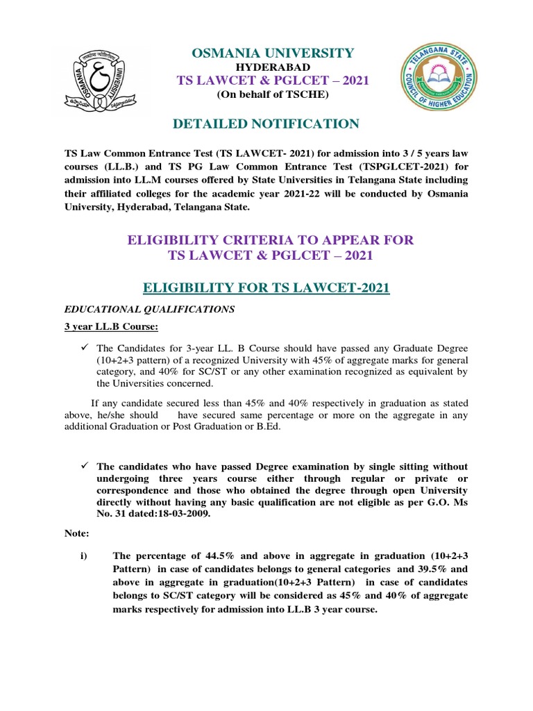 LAWCET 2021 Detailed Notification - 21 | PDF | University And College ... LAWCET 2021 Detailed Notification - 21 | PDF | University And College ...