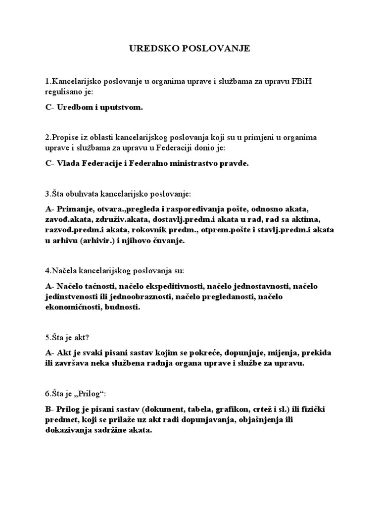 Uredsko Poslovanje | PDF