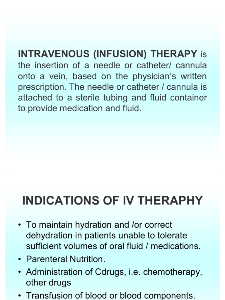 IV Therapy Guide for Safe Drug Administration | PDF | Saline (Medicine ...