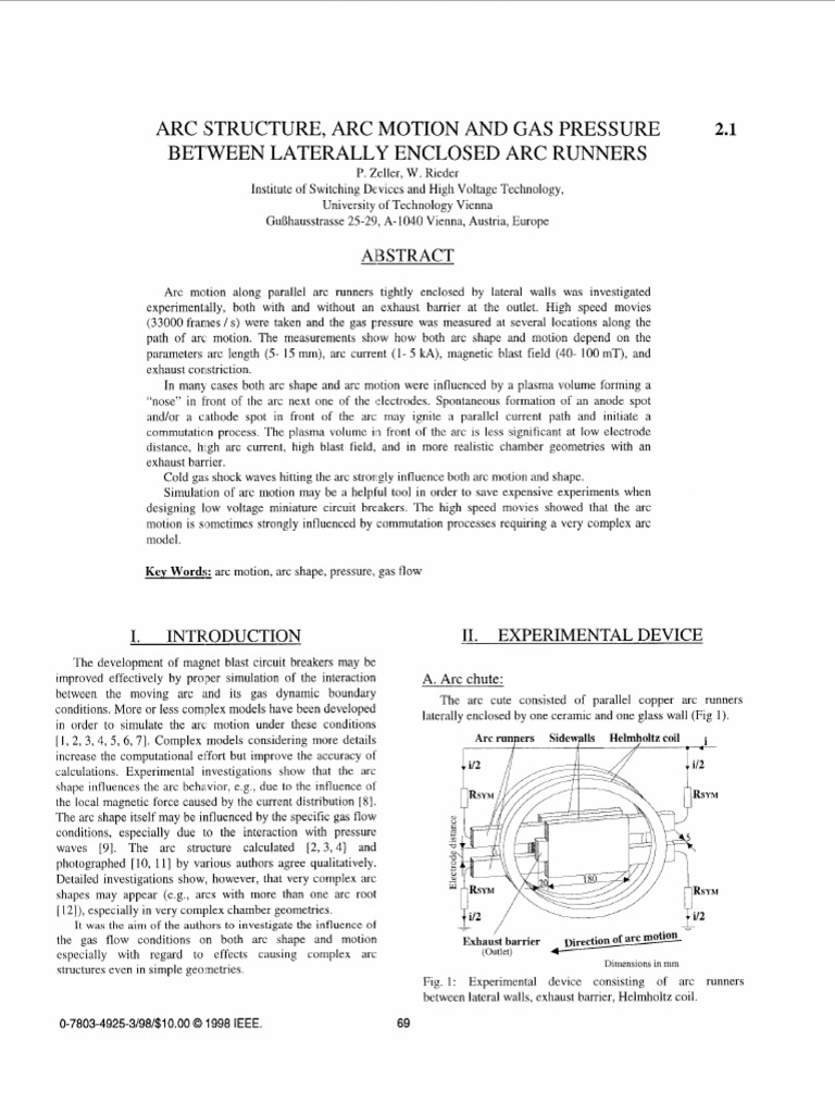 Arc Structure, Arc Motion and Gas Pressure Between Laterally Enclosed ...
