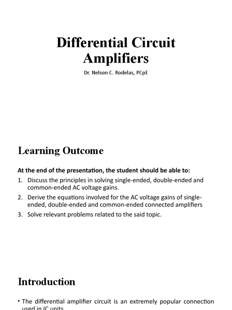 3-Differential Circuit Amplifiers | PDF | Amplifier | Electronic Engineering