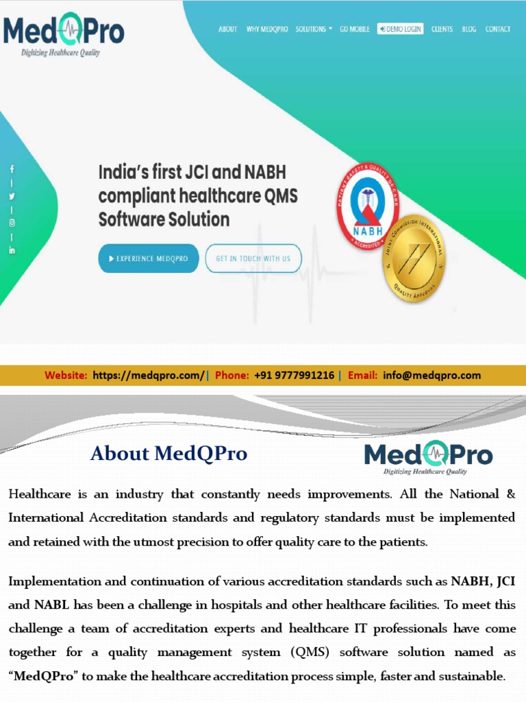 MedQPro - JCI and NABH Compliance - Accreditation Tools | PDF | Joint ...