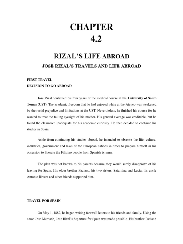 LWR Readings CHAPTER 4.2 Rizal's Life Abroad | PDF | Academic Degree | Doctorate