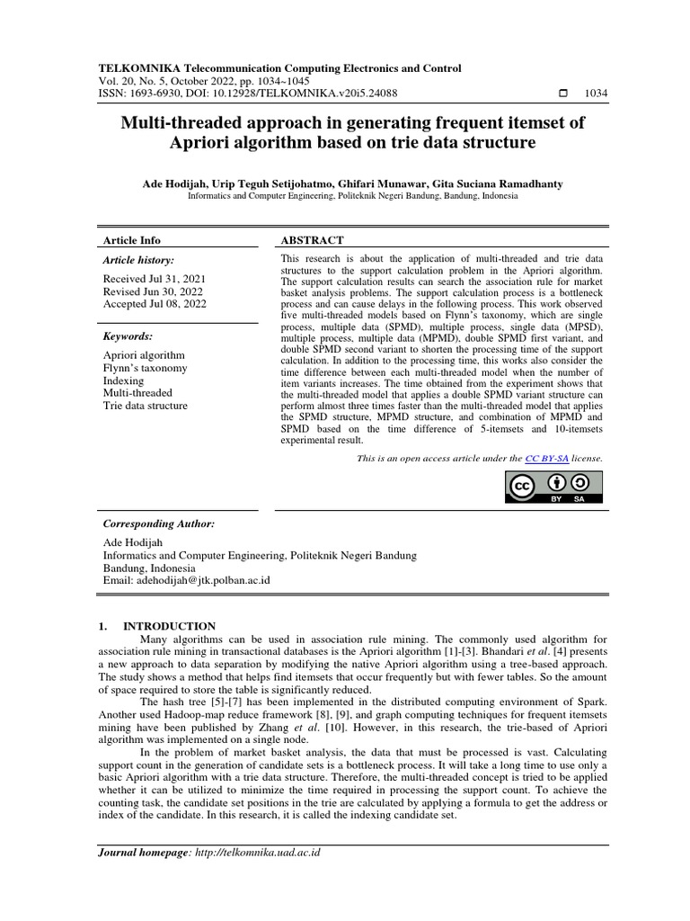 Multi Threaded Approach In Generating Frequent Itemset Of Apriori Algorithm Based On Trie Data