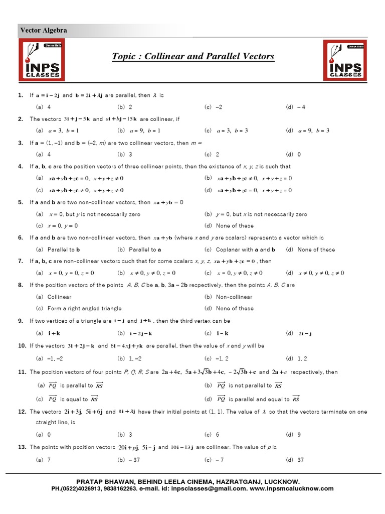 Collinear and Parallel Vectors 247862 | PDF