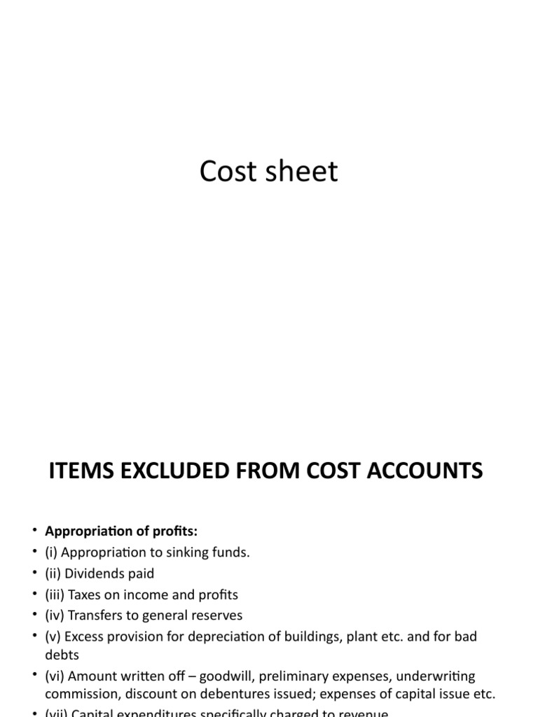 Cost Sheet | PDF | Finance & Money Management