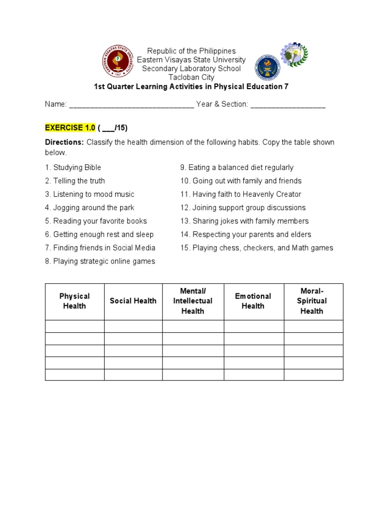 Health 7 Activity Sheet (Q1) | PDF | Puberty | Hygiene