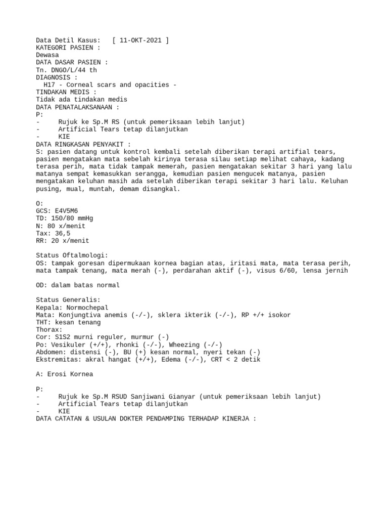 Corneal Scars and Opacities | PDF