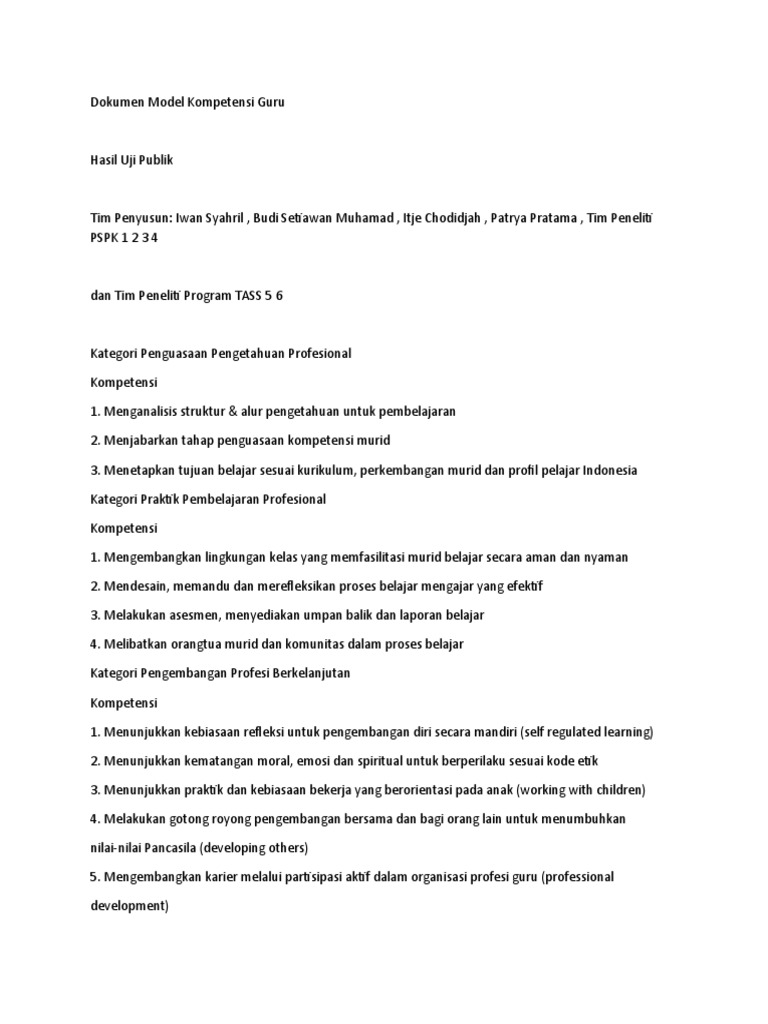 Model Kompetensi Profesional Guru | PDF