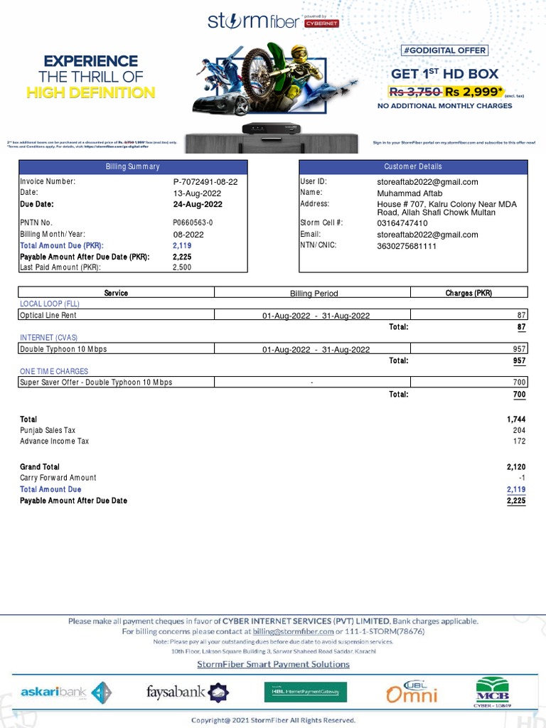 Stormfiber Internet Bill | PDF | Government | Public Finance