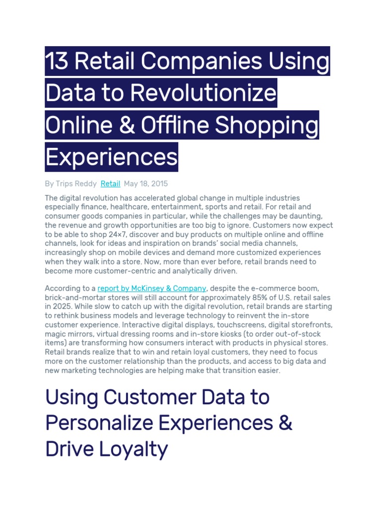 13 Retail Companies Using Data To Revolutionize Online | PDF | Retail ...